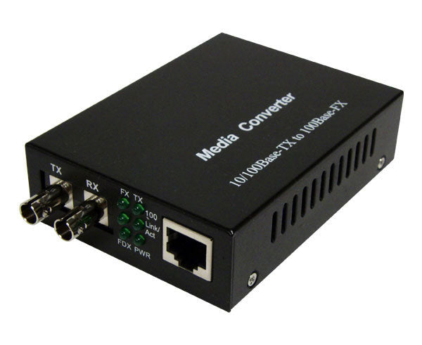 Convert RJ45 Signals to Multimode ST Fiber with Media Converter